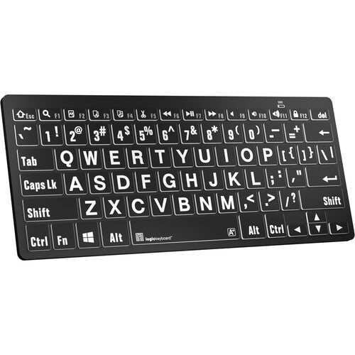 Logickeyboard LargePrint White-on-Black Bluetooth Mini Keyboard for Wi ...